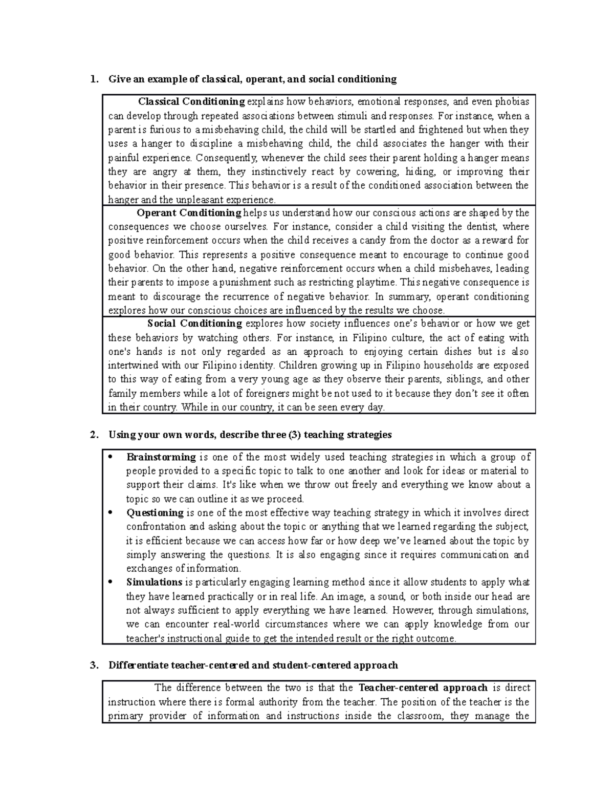 WEEK-2 - activity - Give an example of classical, operant, and social ...