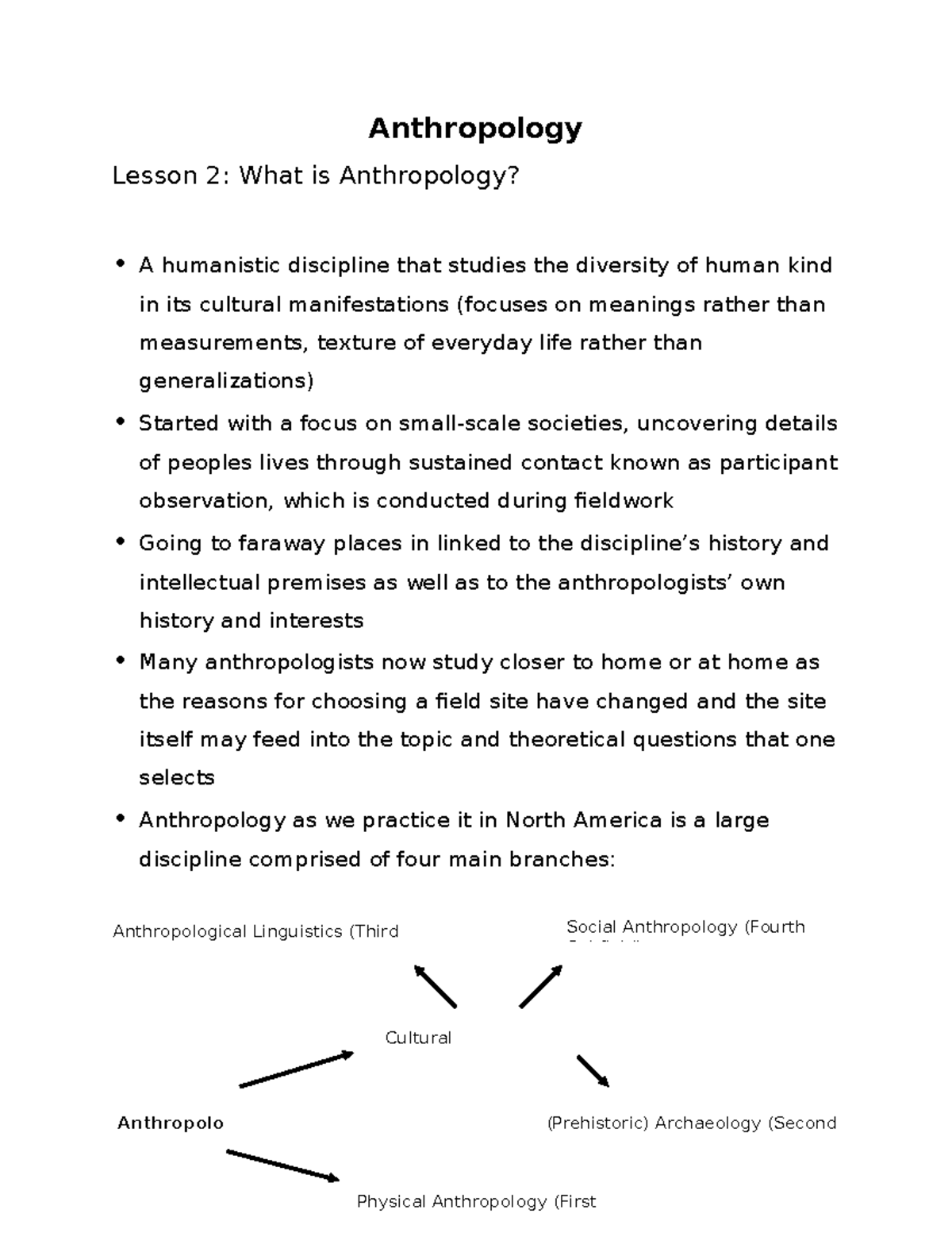 Intro to Anthropology - Class notes for the full class - Anthropology ...