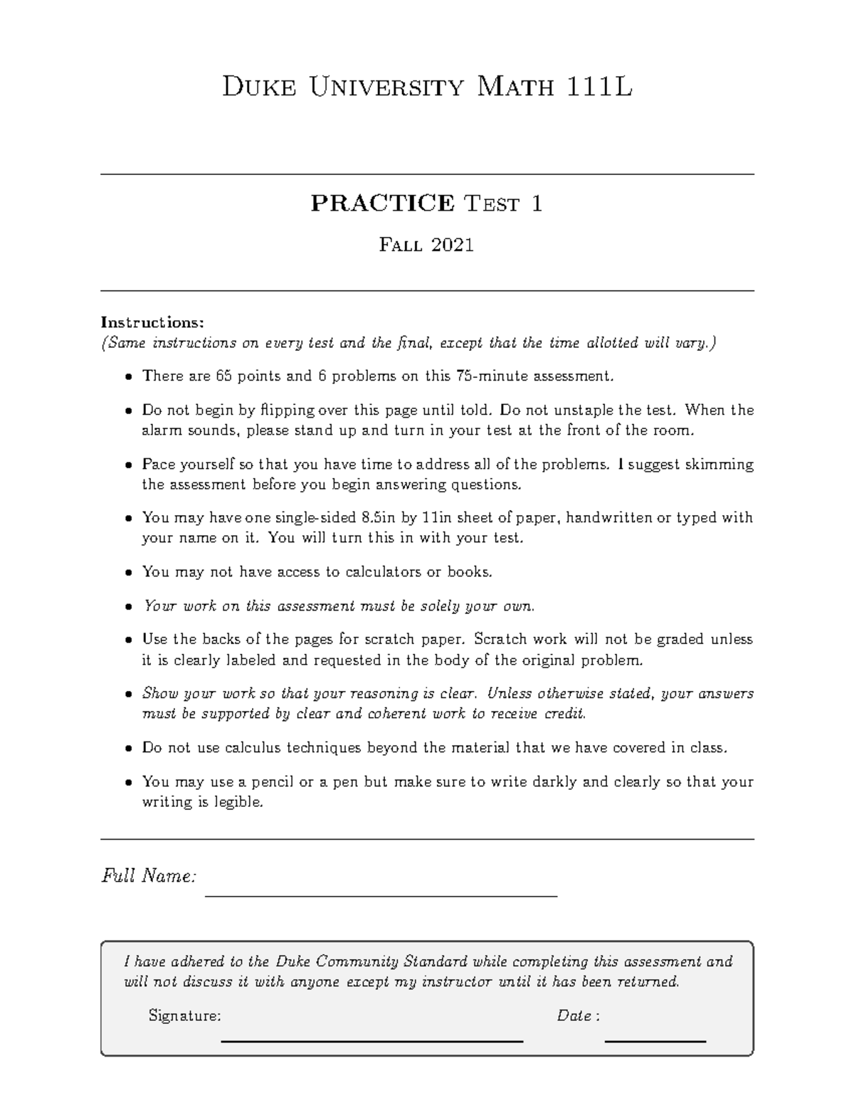 Math111L F21 Test1Practice Test - Duke University Math 111L PRACTICE ...
