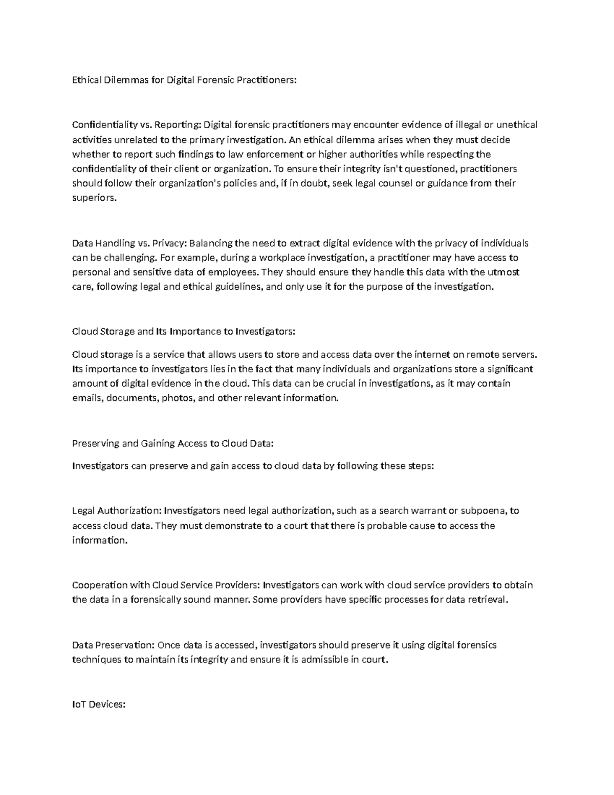 Writing assignment three - Ethical Dilemmas for Digital Forensic ...