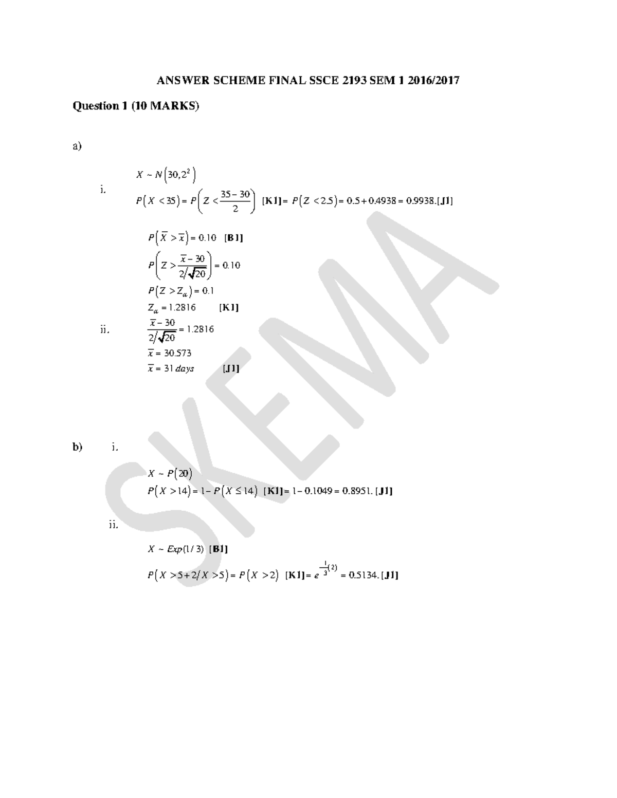 Exam 2016, questions - ANSWER SCHEME FINAL SSCE 2193 SEM 1 2016 ...