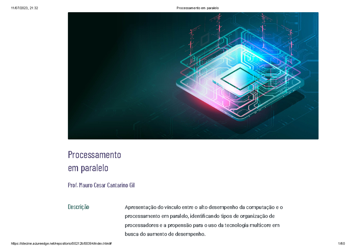5-Processamento em paralelo - Processamento em paralelo ####### Prof ...