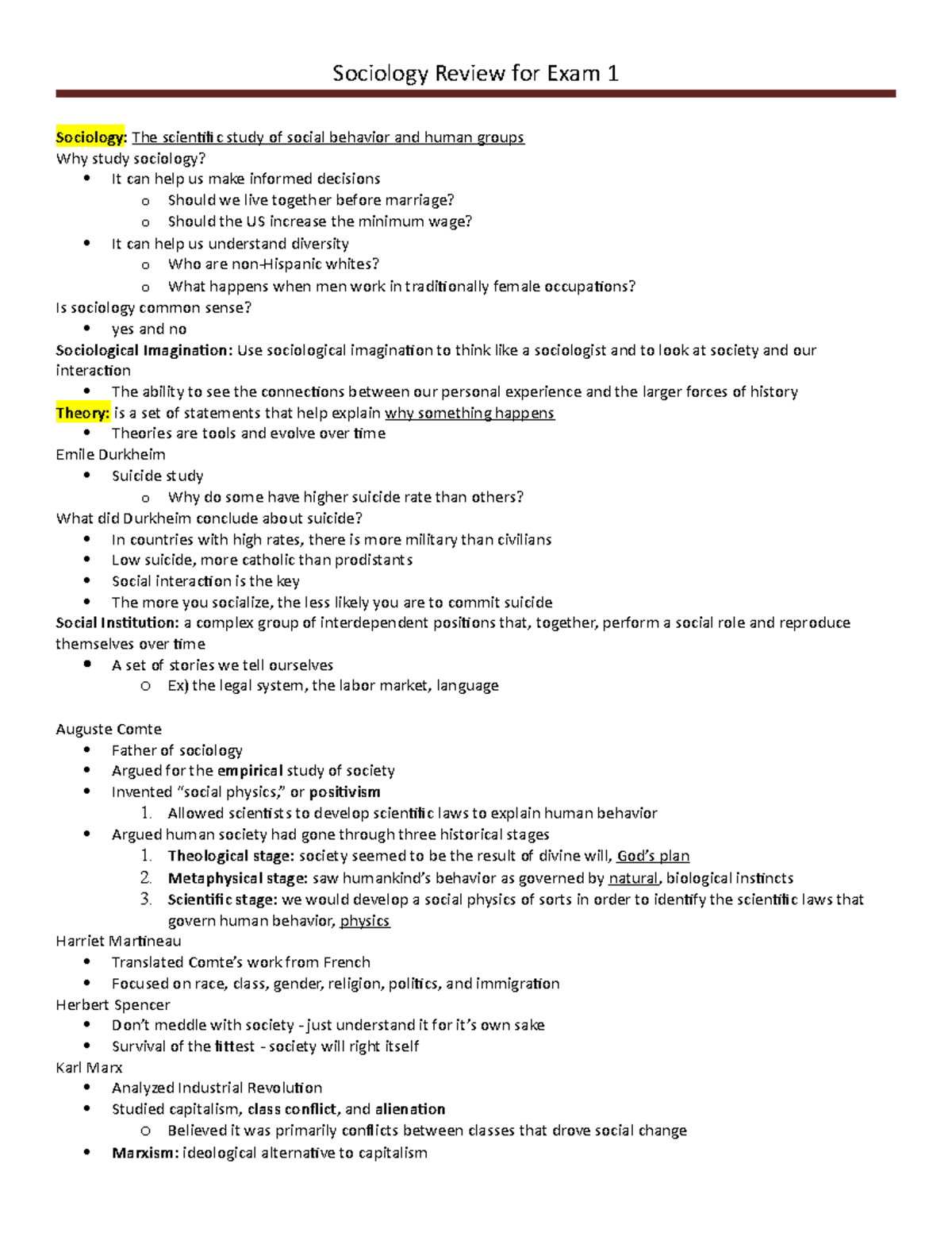 Soc 110 Study Guide Exam 1 - Sociology: The scientific study of social ...