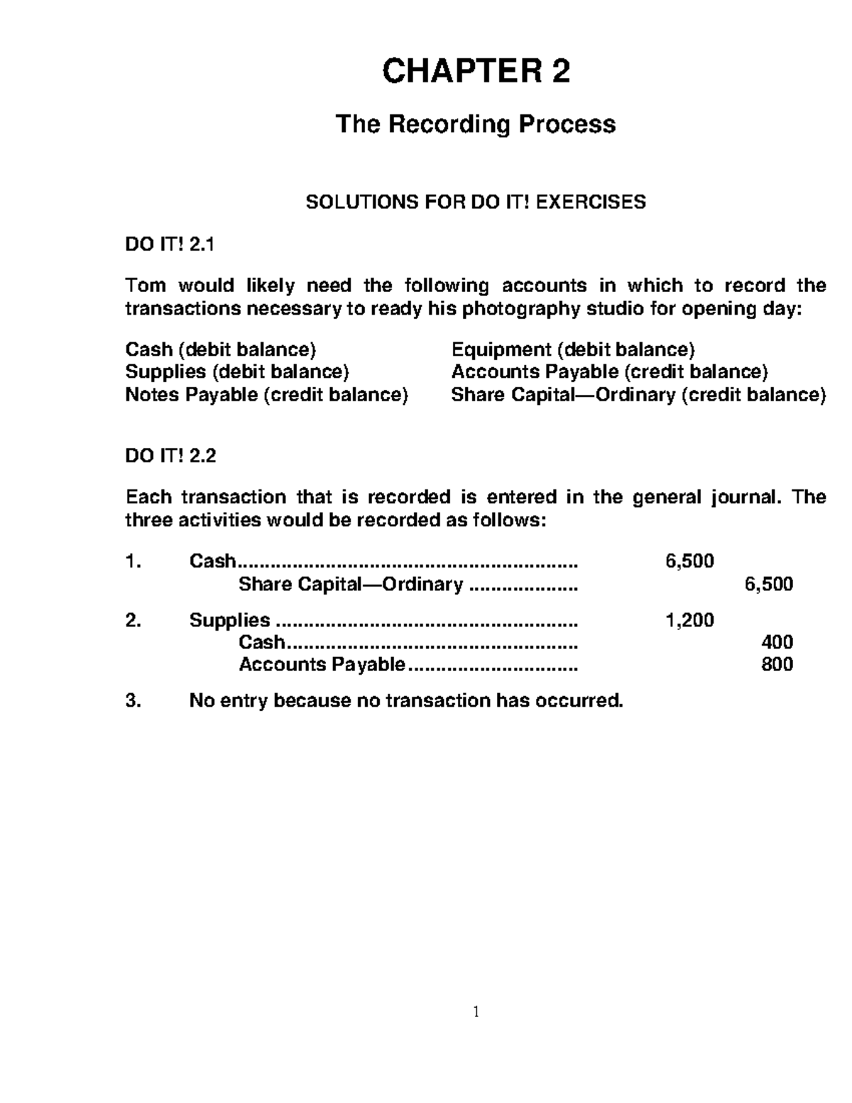 Chapter 2 solution - 1 CHAPTER 2 The Recording Process SOLUTIONS FOR DO ...