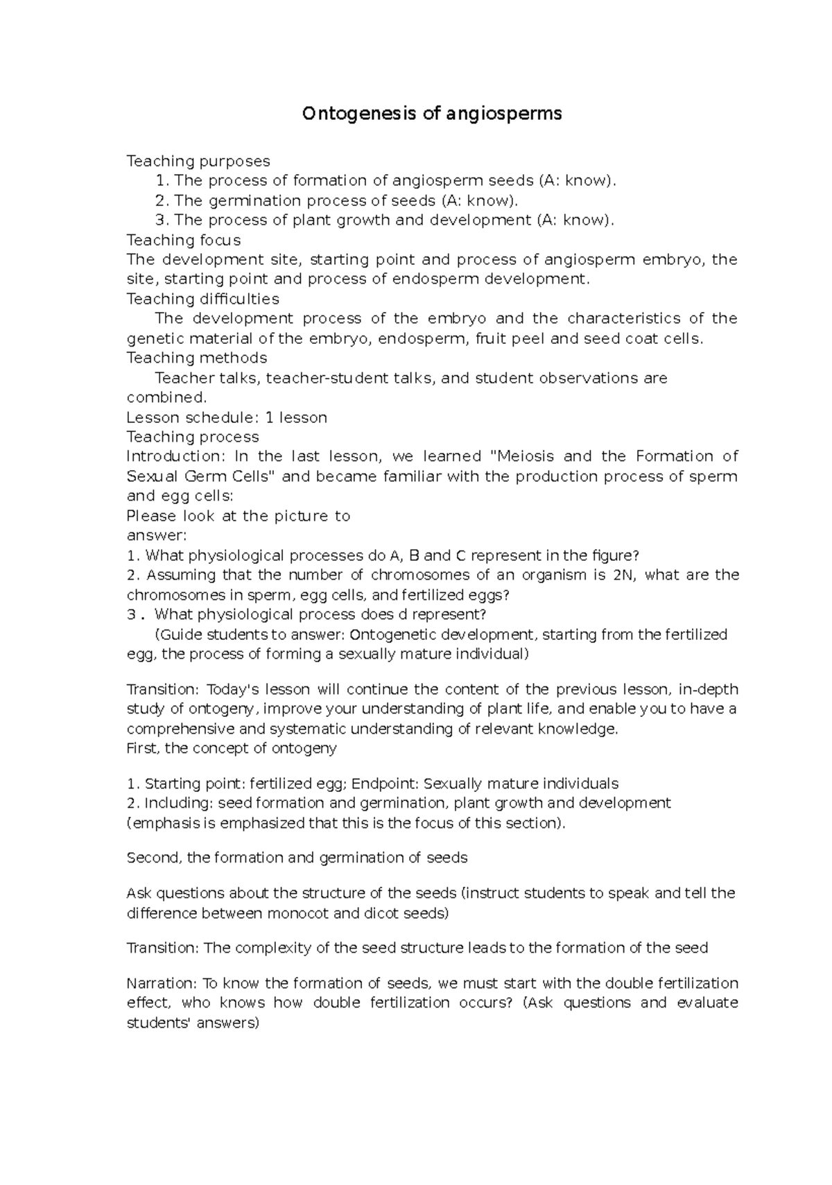 Ontogenesis of angiosperms - Ontogenesis of angiosperms Teaching ...