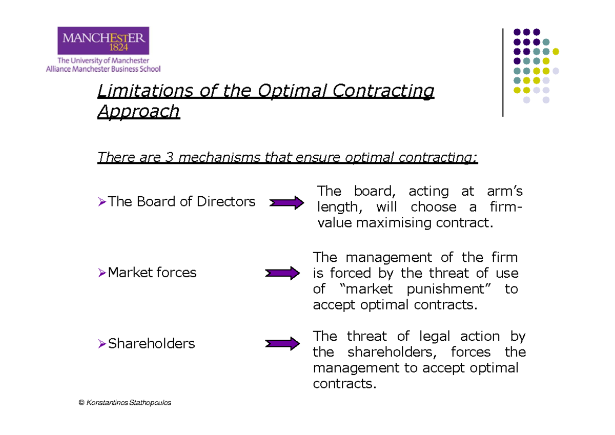 Lecture 3 - Limitations of the Optimal Contracting Approach There are 3 ...