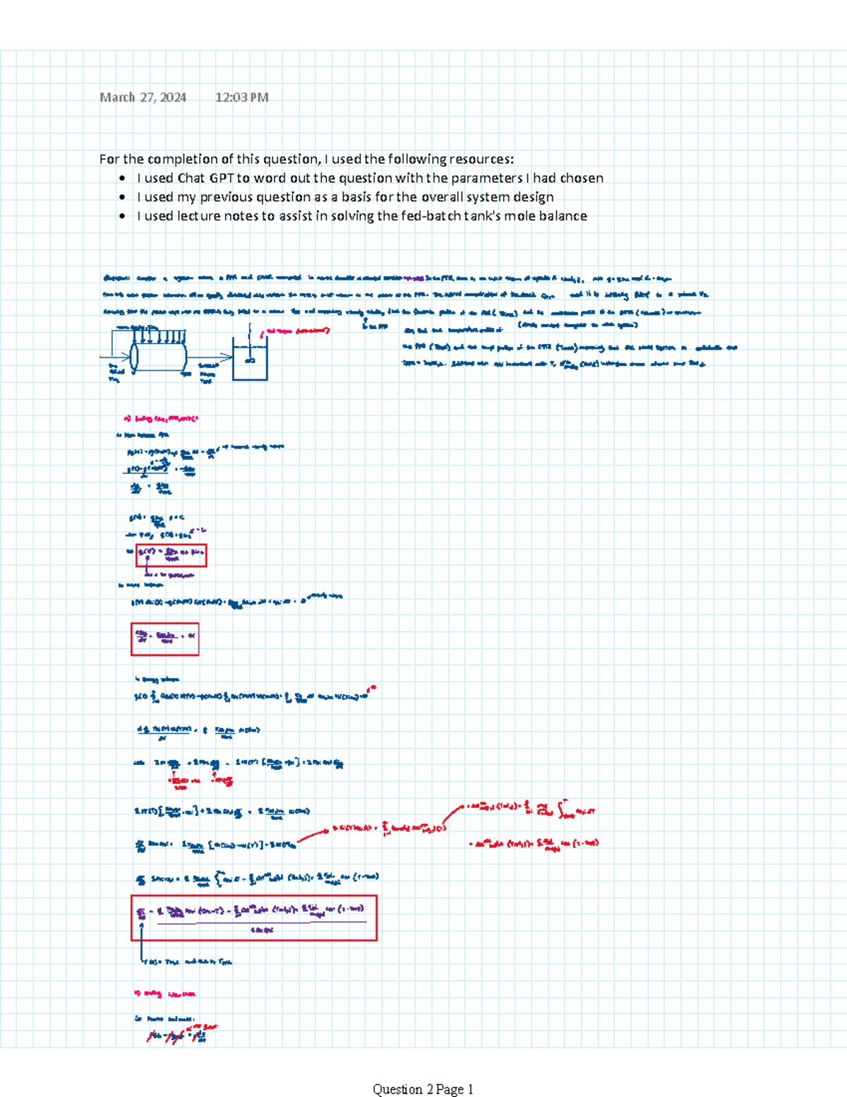Student Generated Question 3 (PFR + CSTR) - Chem Eng 3K04 - For the ...