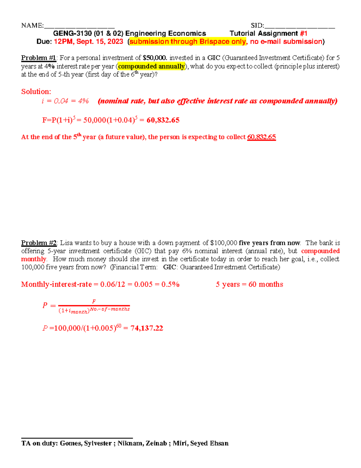 Tutorial 1 Sept 15 w solution - NAME:____________________ SID ...