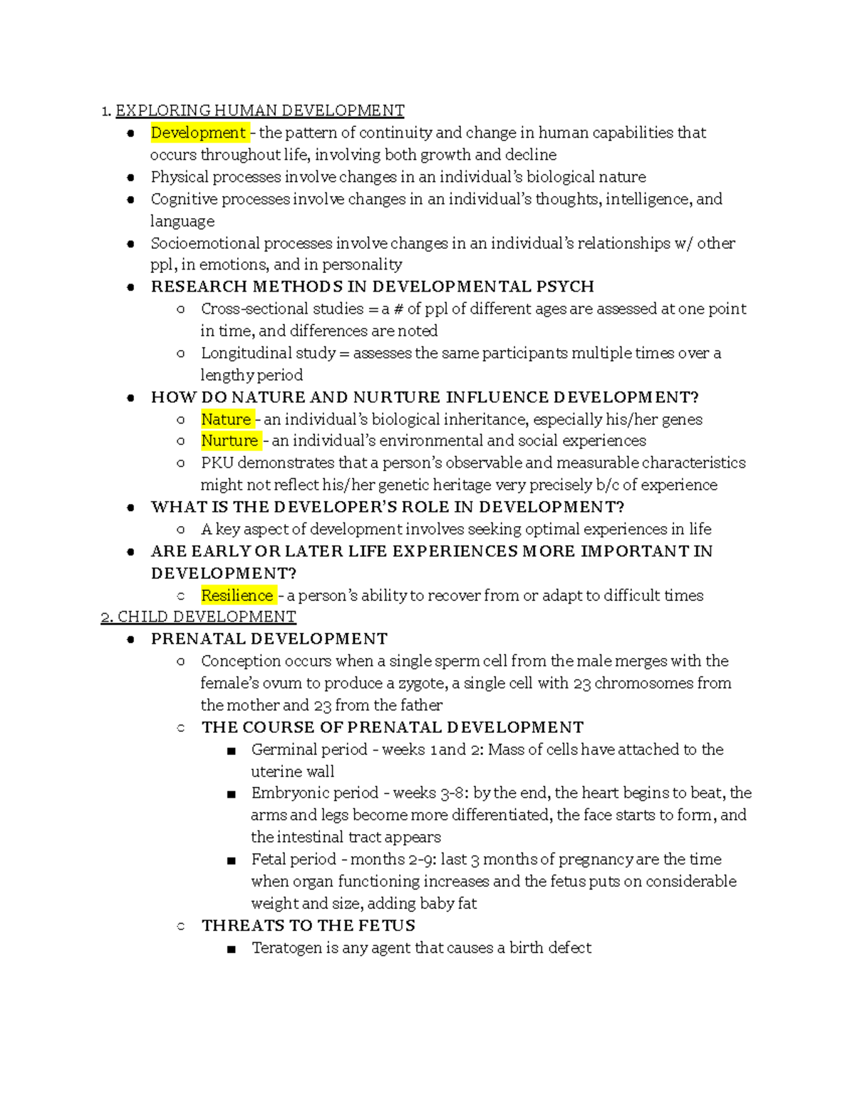 Human Development - 1. EXPLORING HUMAN DEVELOPMENT Development - the ...