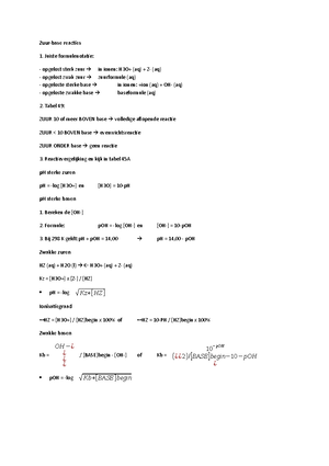 Zuur+basen om te leren - Leer de formules van de volgende tabellen goed ...
