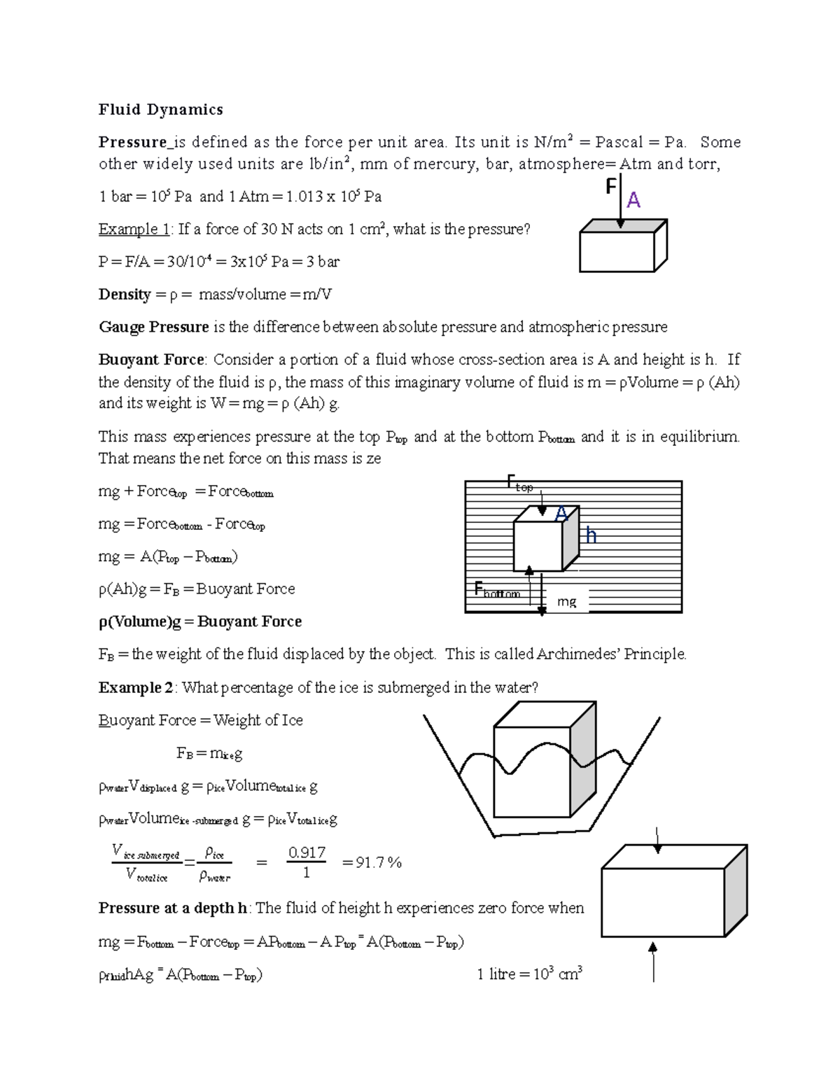 A13 Fluid mechanics I - class notes, equations and steps - Fluid ...