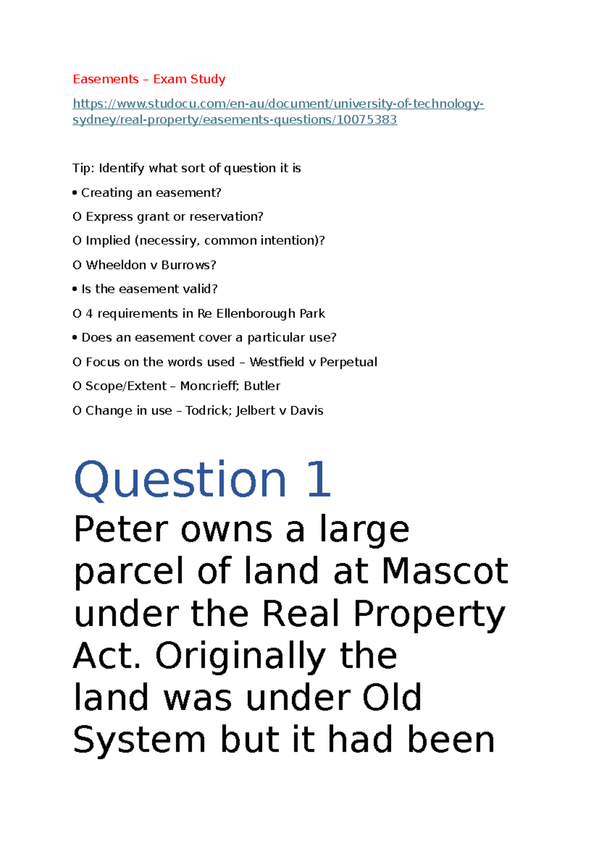 Easements - exam - Property Practice (PROP - Easements – Exam Study ...