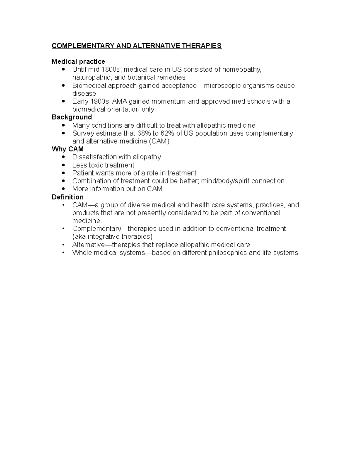 Complementary AND Alternative Therapies - COMPLEMENTARY AND ALTERNATIVE ...