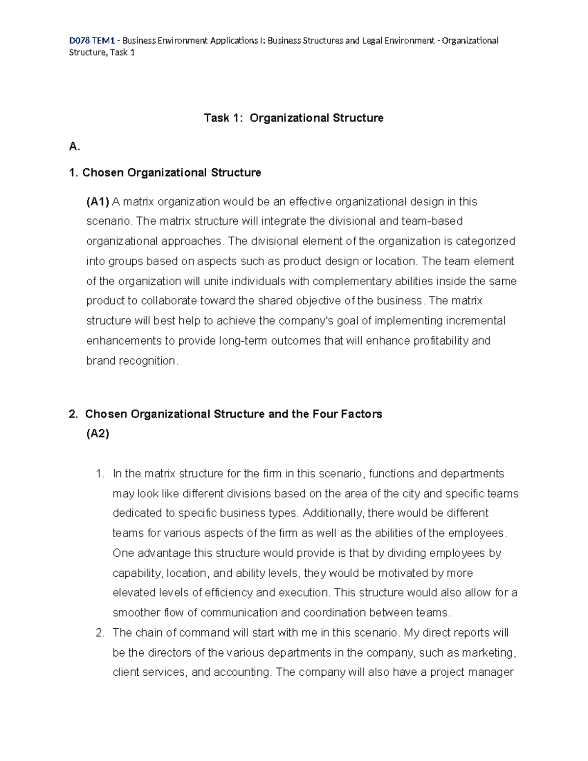 D078 - Task 1 Passed - D078 TEM1 - Business Environment Applications I ...
