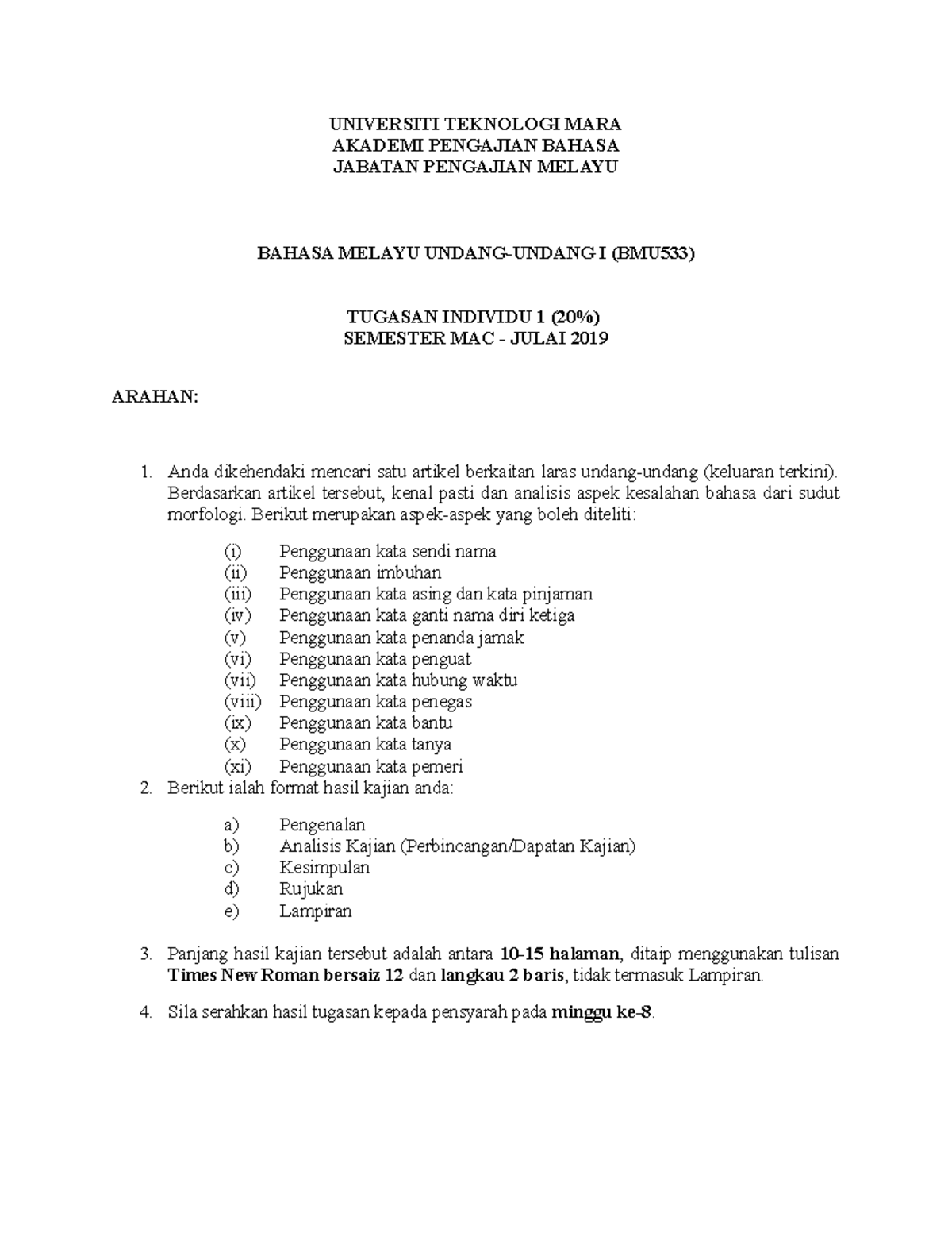 BMU533 Tugasan Individu 1-2 - UNIVERSITI TEKNOLOGI MARA AKADEMI ...
