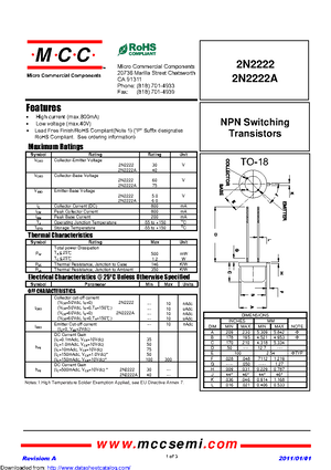 2N3904 - datasheet - C B E TO- C B E B C C SOT- E NPN General Purpose ...
