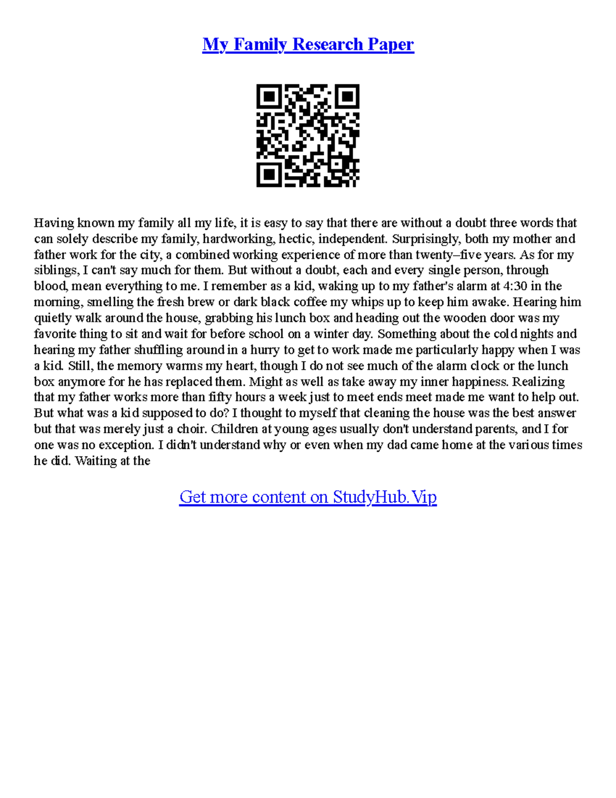 Family Story Essay - My Family Research Paper Having known my family ...