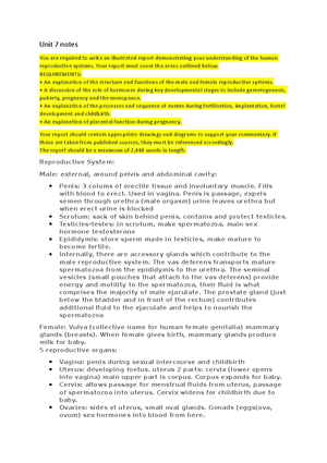 Unit 7 Human Reproduction, Growth and Development Revision Guide ...