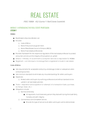 C1 M1 Introducing the Real Estate Profession Print V2 - PREC-1000A ...