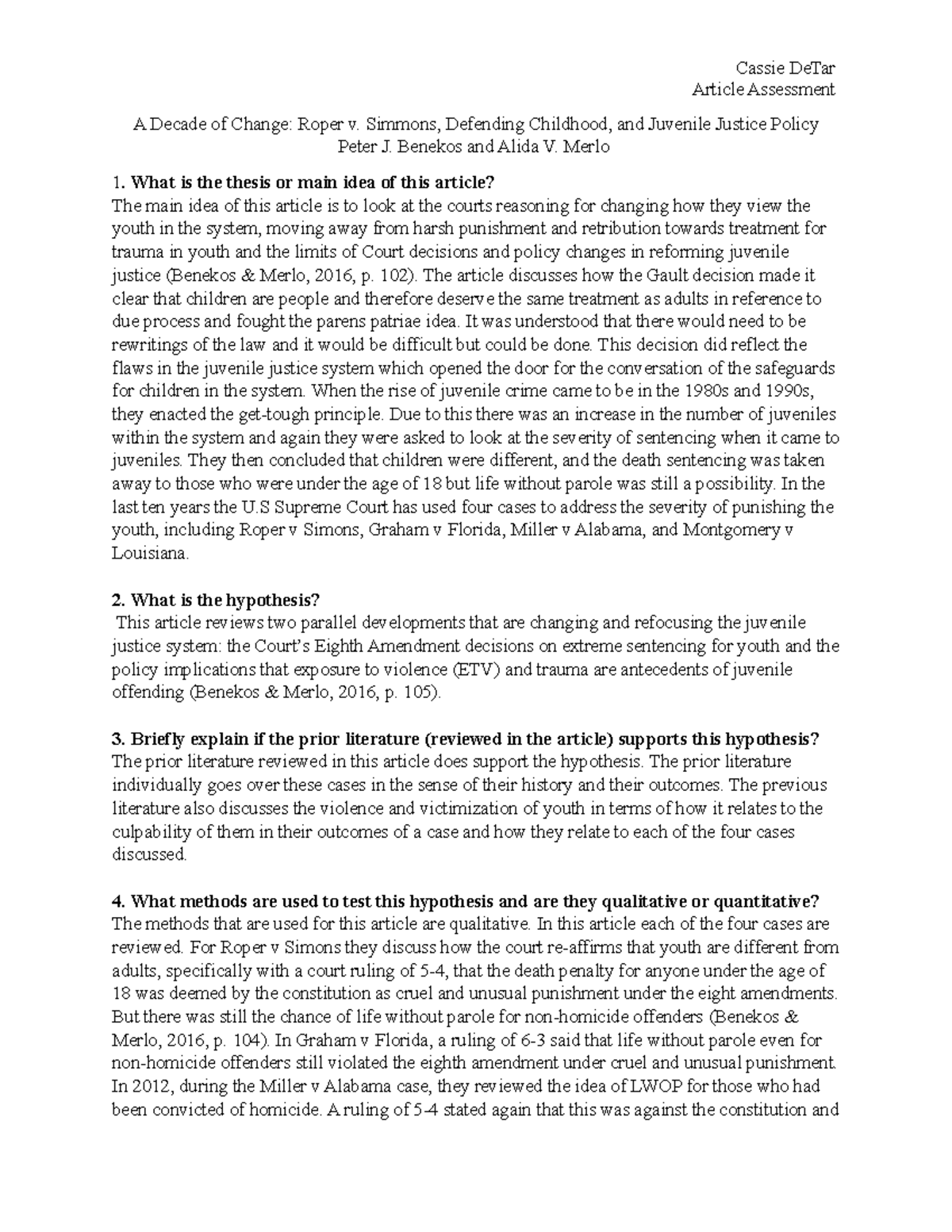 Module 12 summaries for contemp issues - Article Assessment A Decade of ...