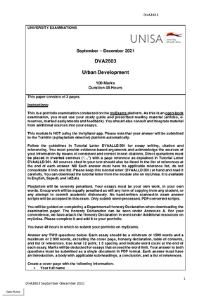 DVA2603 Jan to March Main Exam paper 2022 - DVA 1 DVA2603 January ...