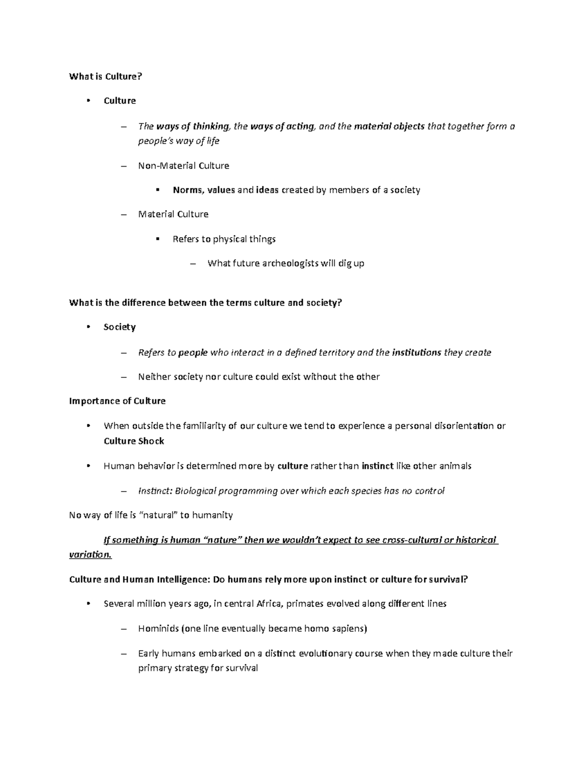 Understanding Culture: Definition Elements and Importance - Studocu