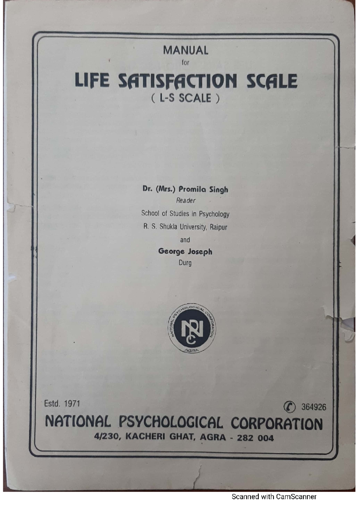 Life satisfaction scale - Psychology and Sociology - Studocu