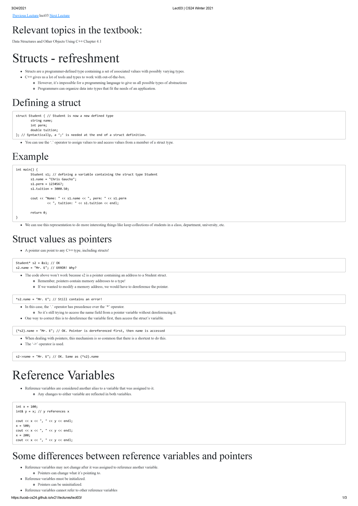 Lect03 CS24 Winter 2021 - 3/24/2021 Lect03 | CS24 Winter 2021 ucsb-cs24.github/w21/lectures ...