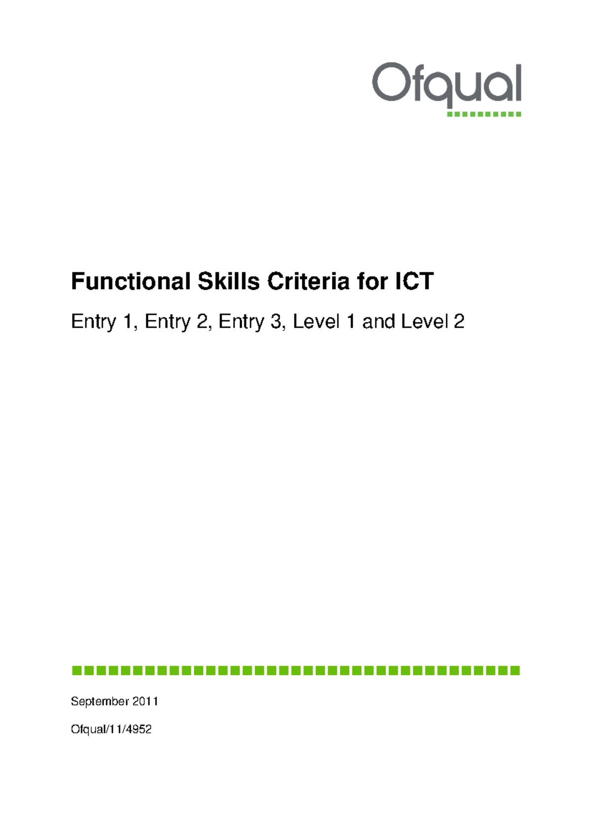 11 10 07 functional skills criteria for ict - Entry 1, Entry 2, Entry 3 ...