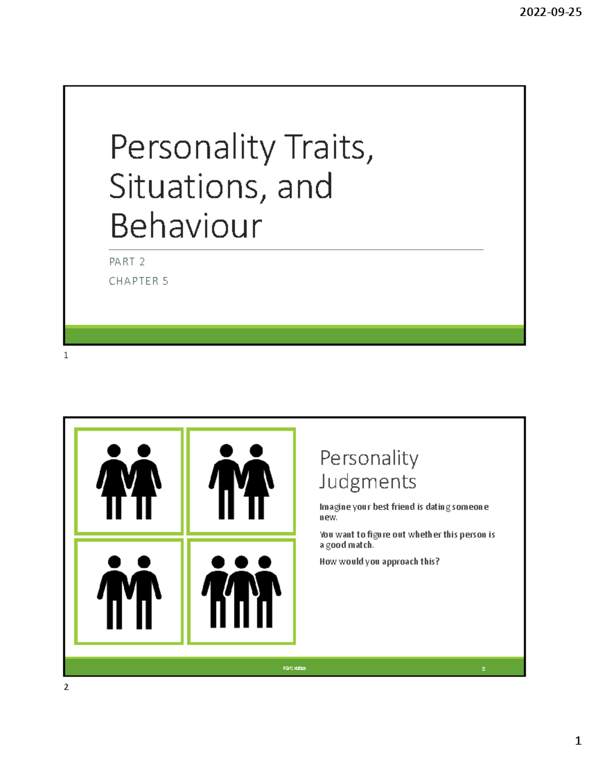 Week 4 - Personality Judgment Ch 5 - Psych 2B03 - McMaster - StuDocu