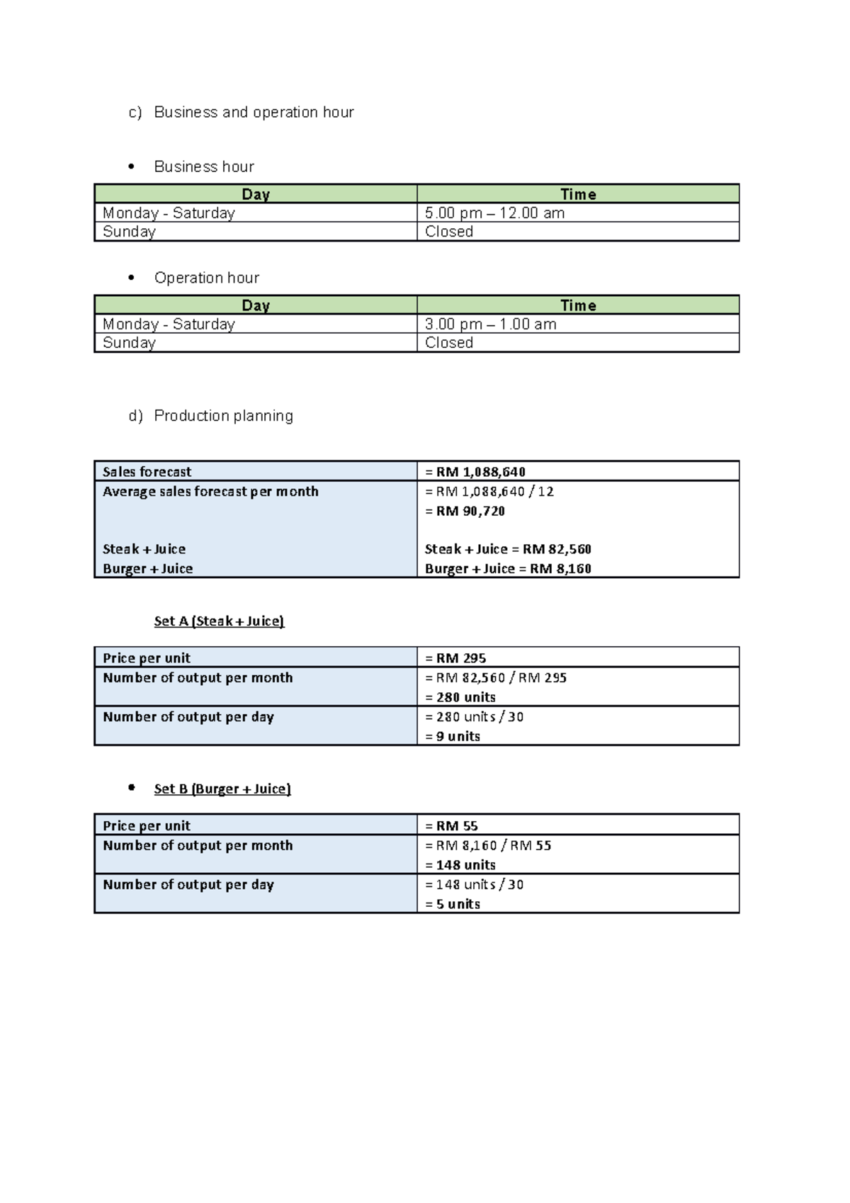 Business and operation hour - Studocu