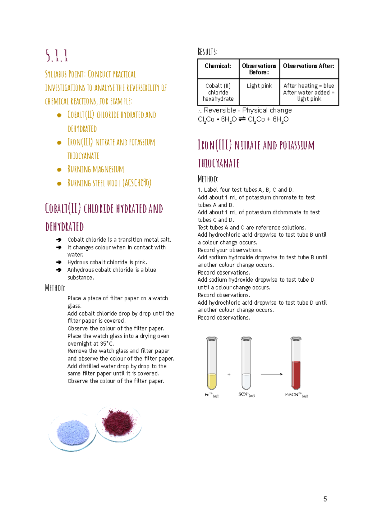 Chemistry 5.1.1 Notes - Part 1 - 5. Syllabus Point: Conduct practical ...