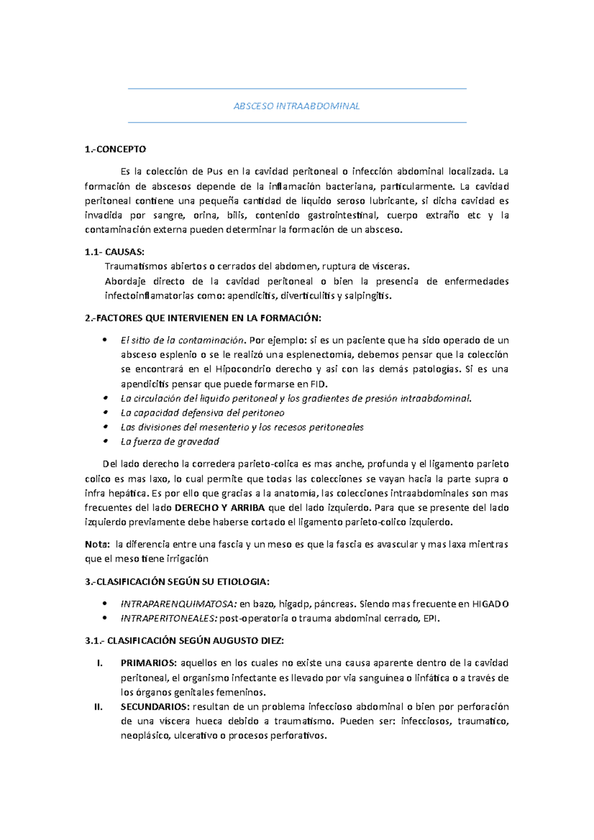Absceso Intraabdominal Cirugia - ABSCESO INTRAABDOMINAL 1.-CONCEPTO Es ...
