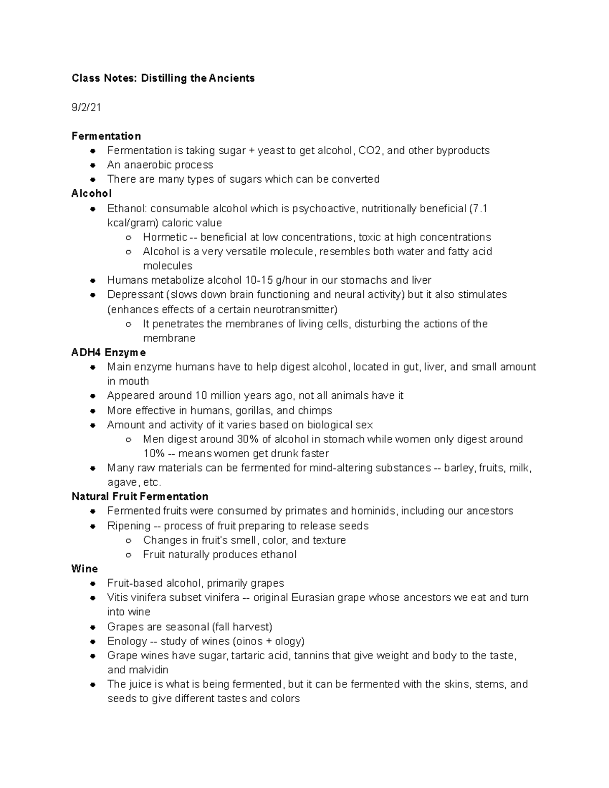 Class Notes Distilling the Ancients - Class Notes: Distilling the ...