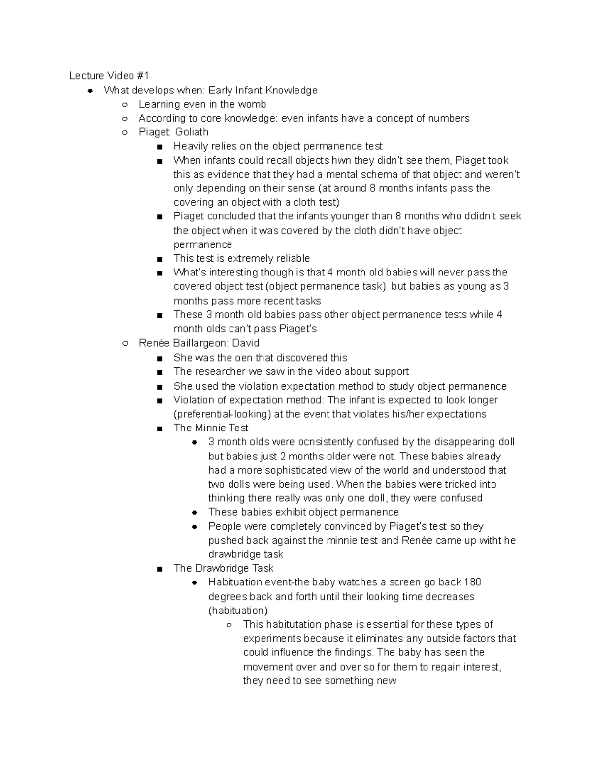Mod 12 Lecture Notes - Lecture Video # What develops when: Early Infant ...