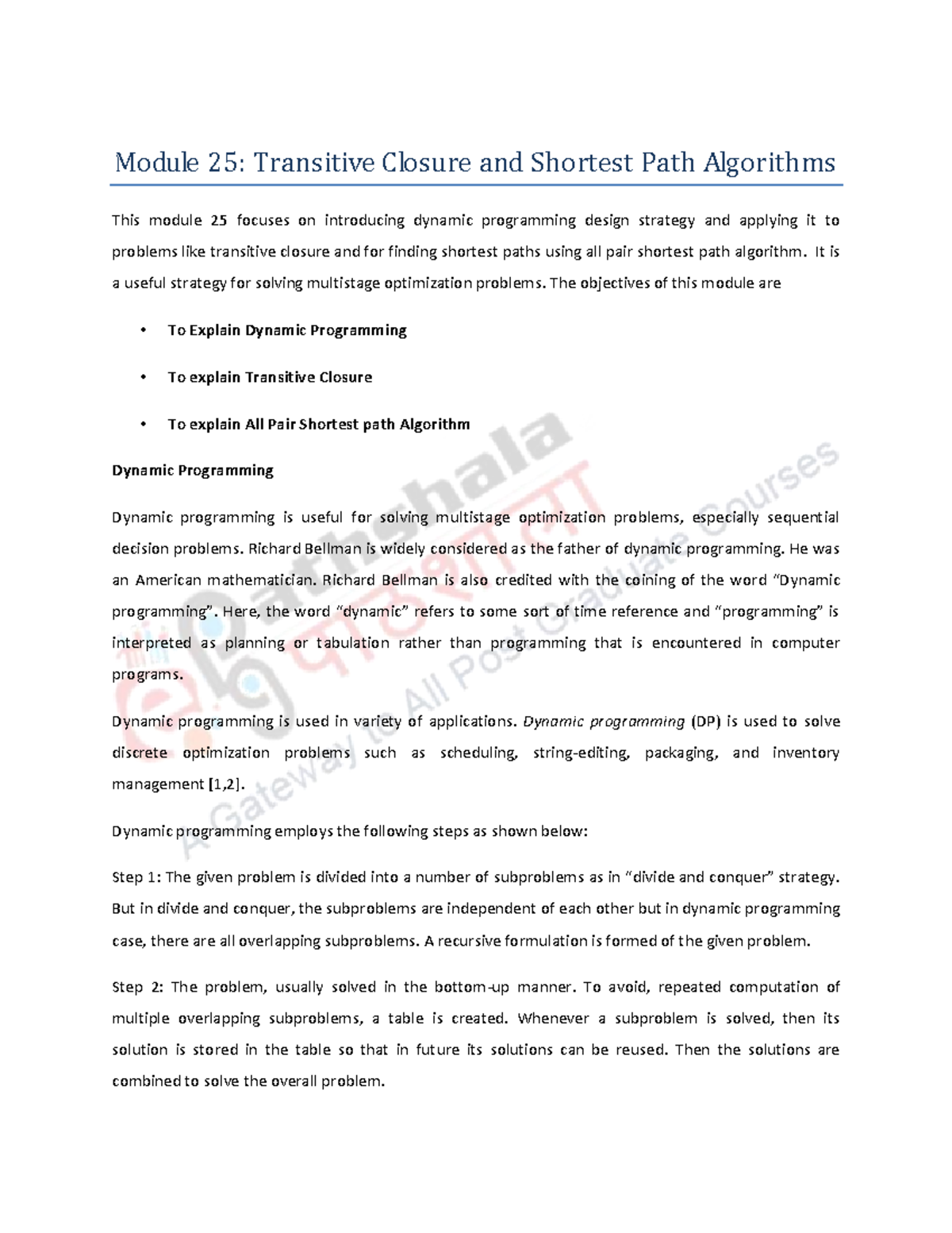 Transitive Closure And Shortest Path Algorithms It Is A Useful Strategy For Solving Multistage