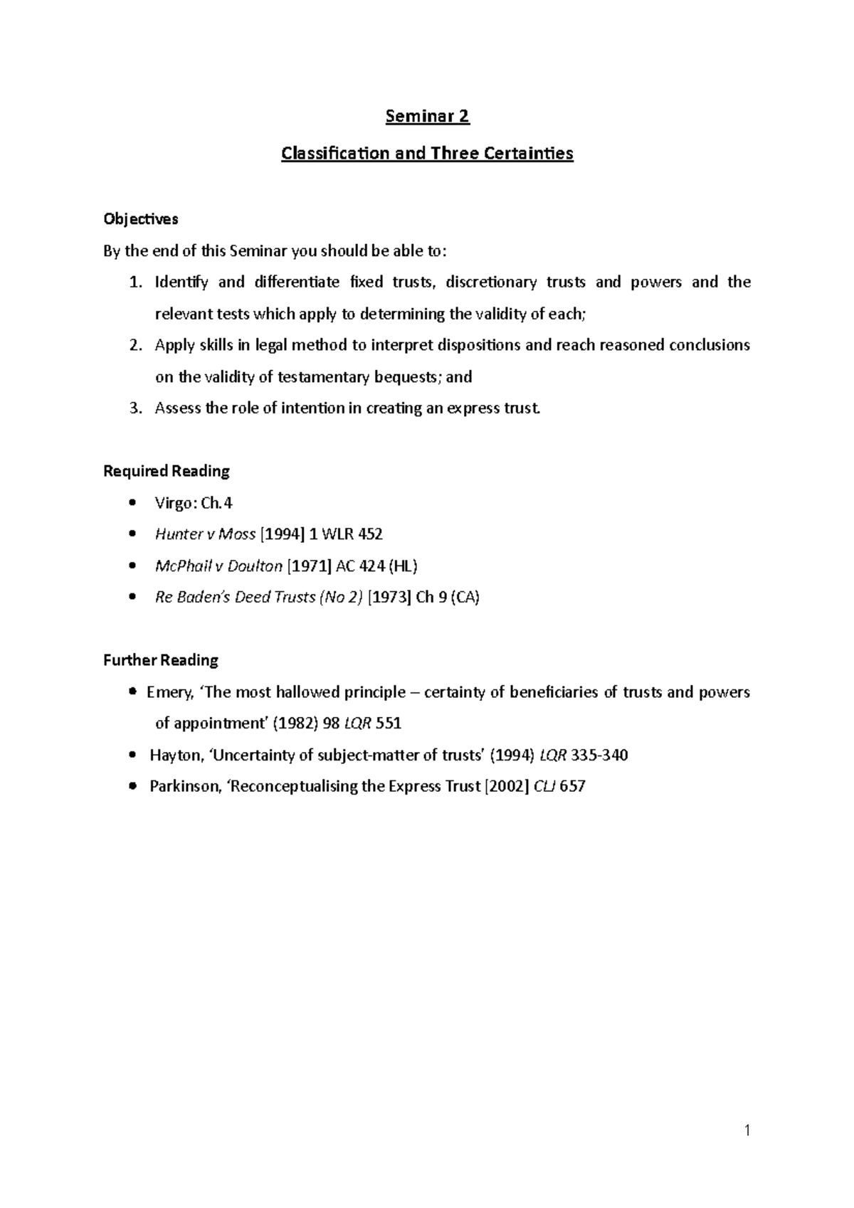 Seminar 2 - Classifcation and the three Certainties - Seminar 2 Classification and Three ...