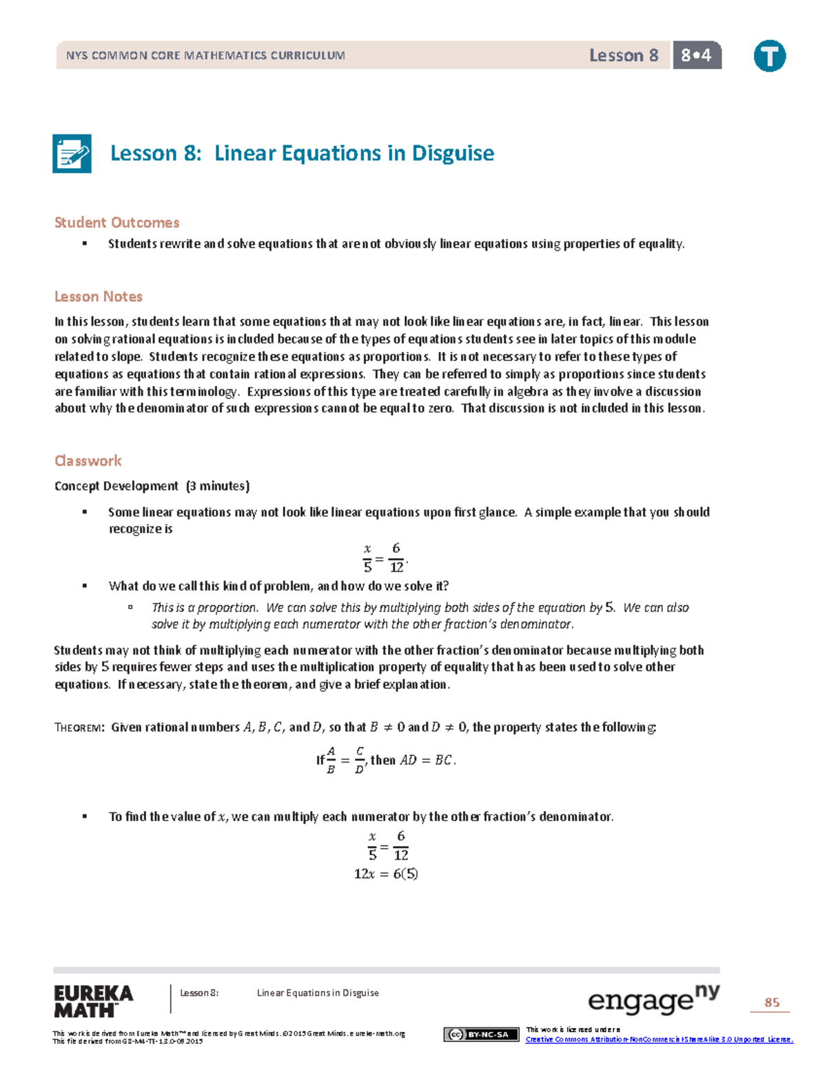 Math g8 m4 topic a lesson 8 teacher - Lesson 8: Linear Equations in ...