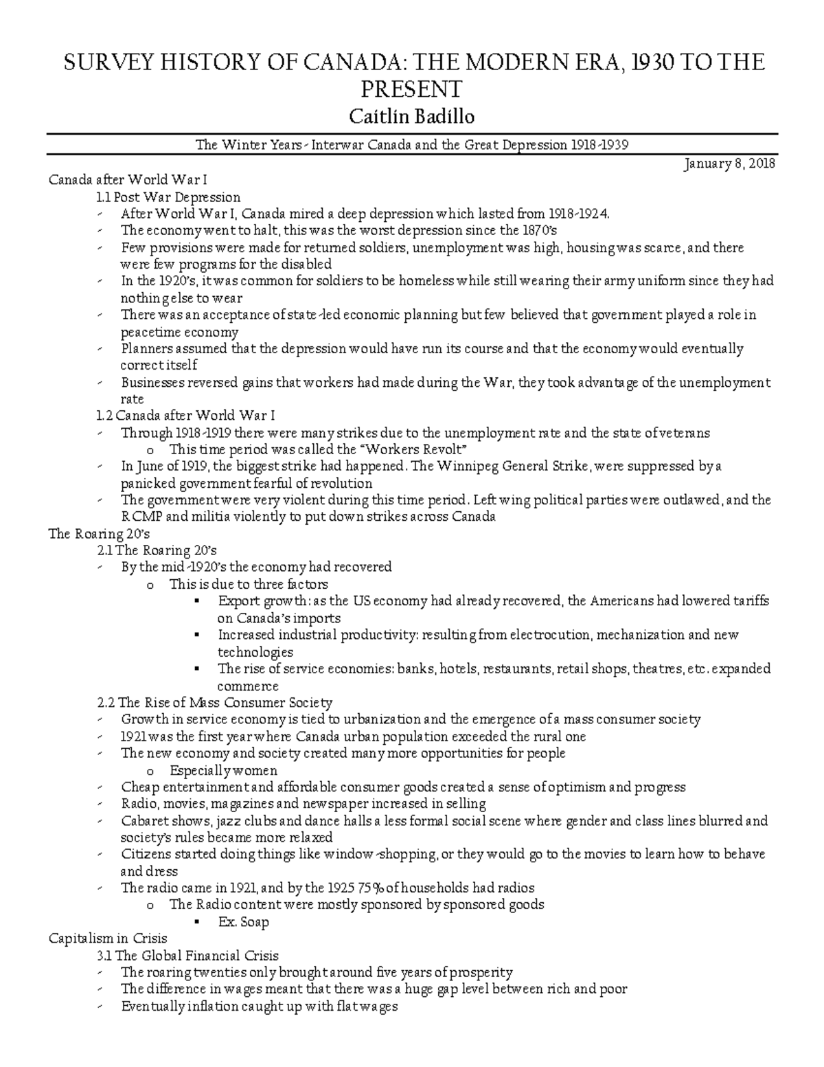 Survey History of Canada the Modern Era, 1939 to the Present - Midterm ...