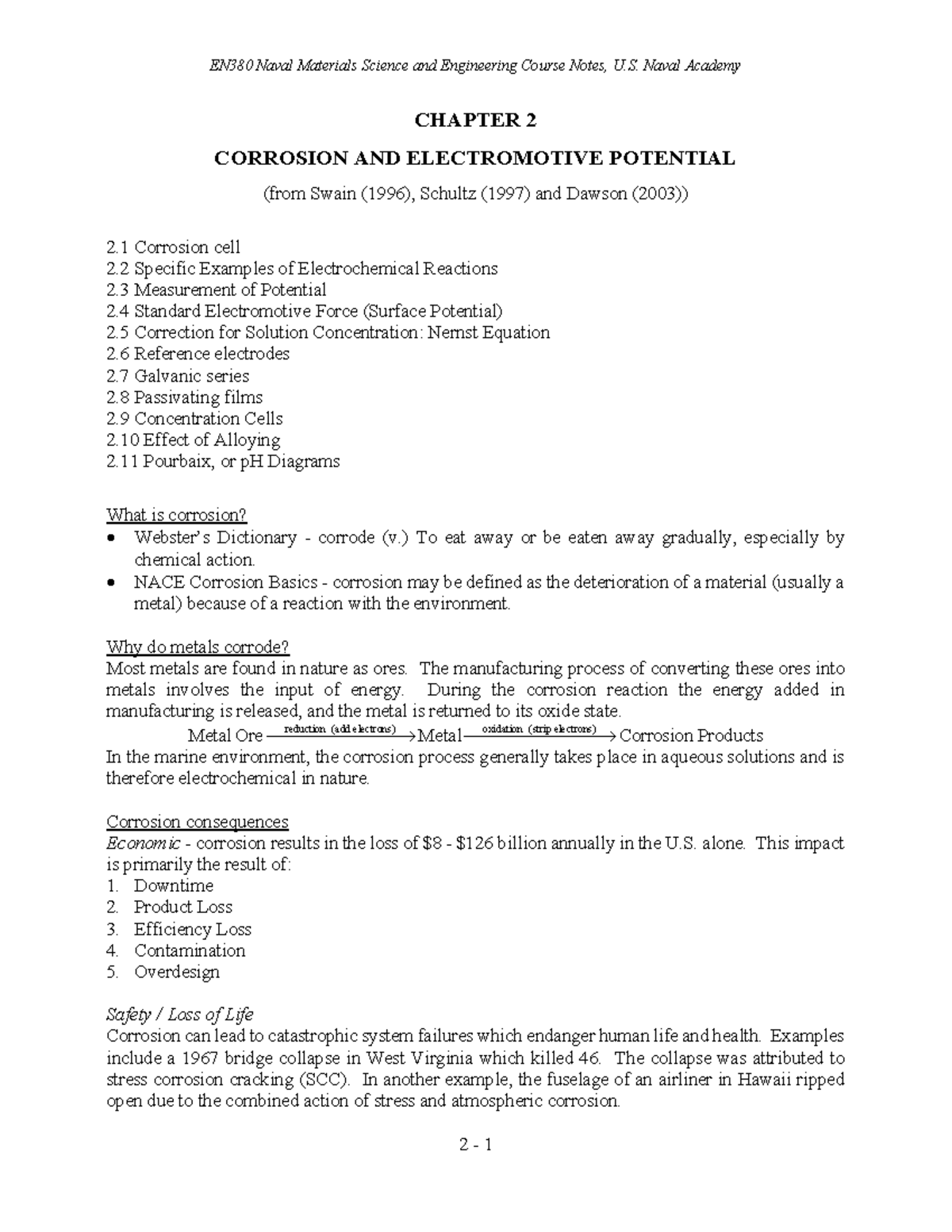 Ch02 Corrosion Electromotive corrected - CHAPTER 2 CORROSION AND ELECTROMOTIVE POTENTIAL (from ...