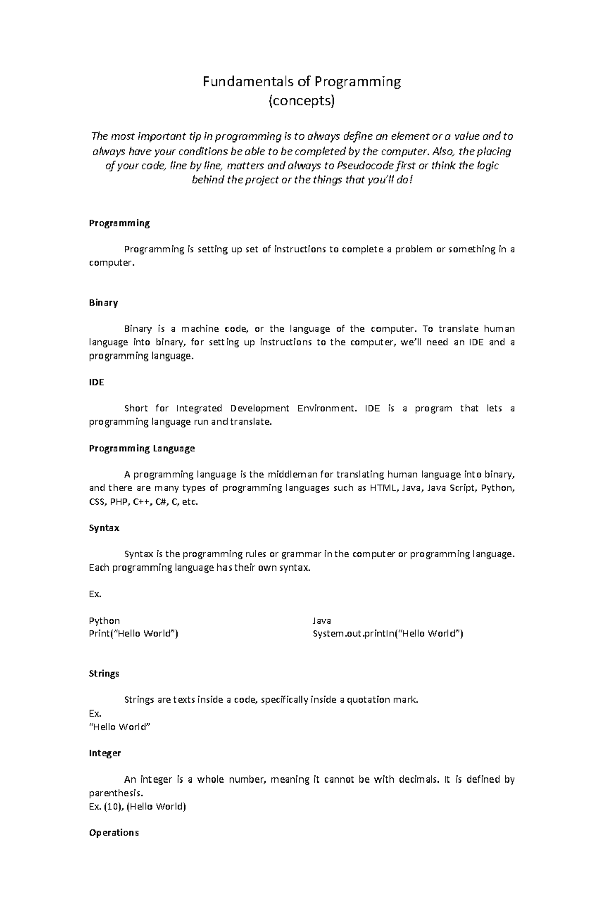 Fundamentals-of-Programming - Fundamentals of Programming (concepts ...