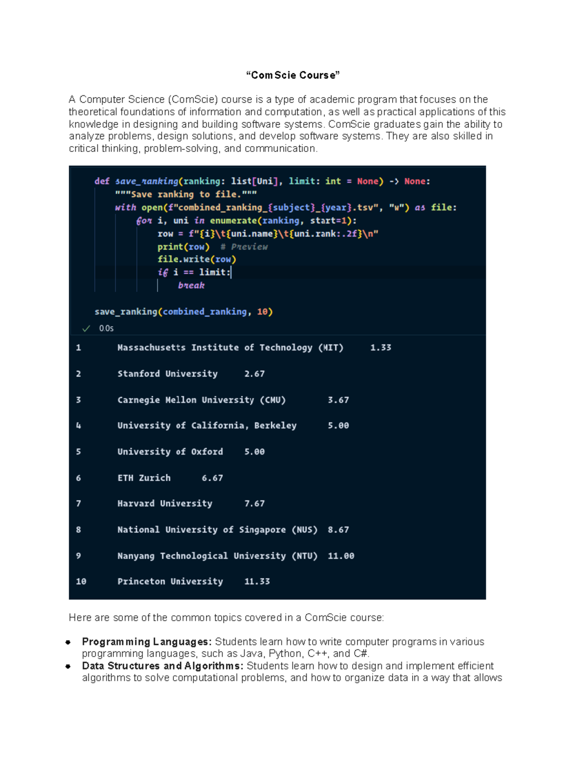 Com Scie Course - Comscie Info - “ComScie Course” A Computer Science ...