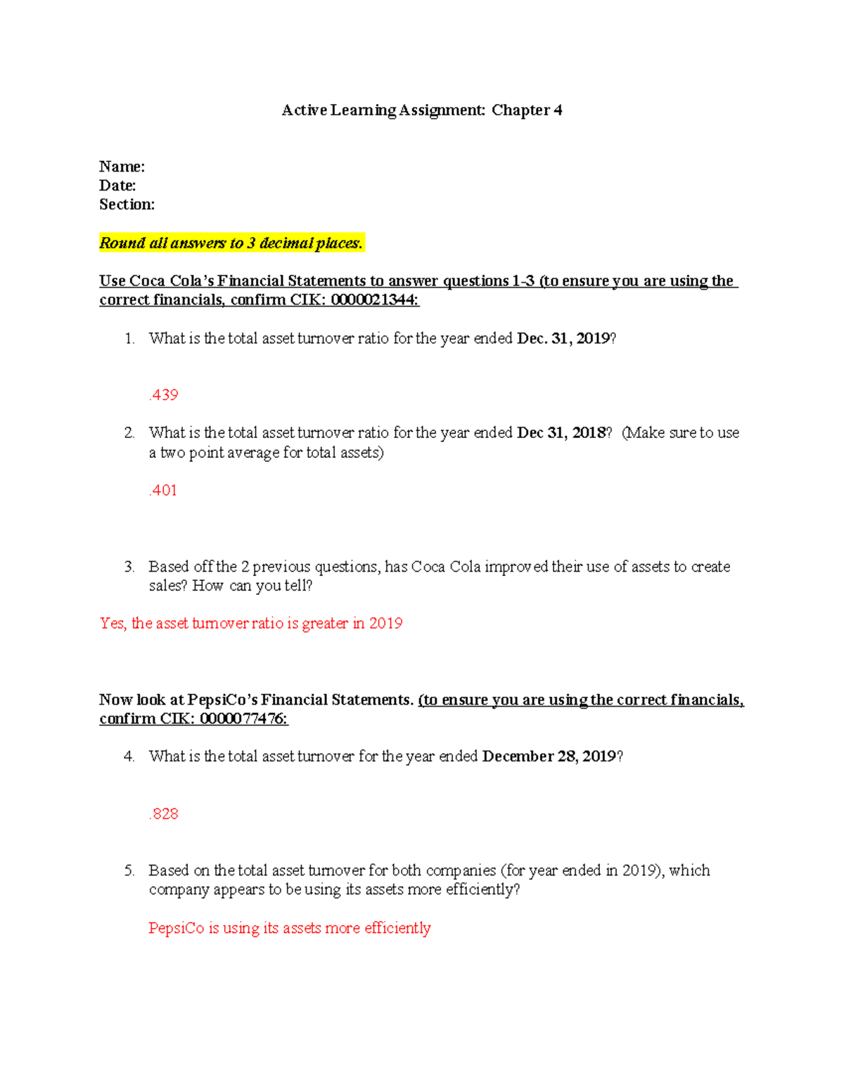 Chapter 4 Active Learning Assignment - Active Learning Assignment: Chapter 4 Name: Date: Section ...