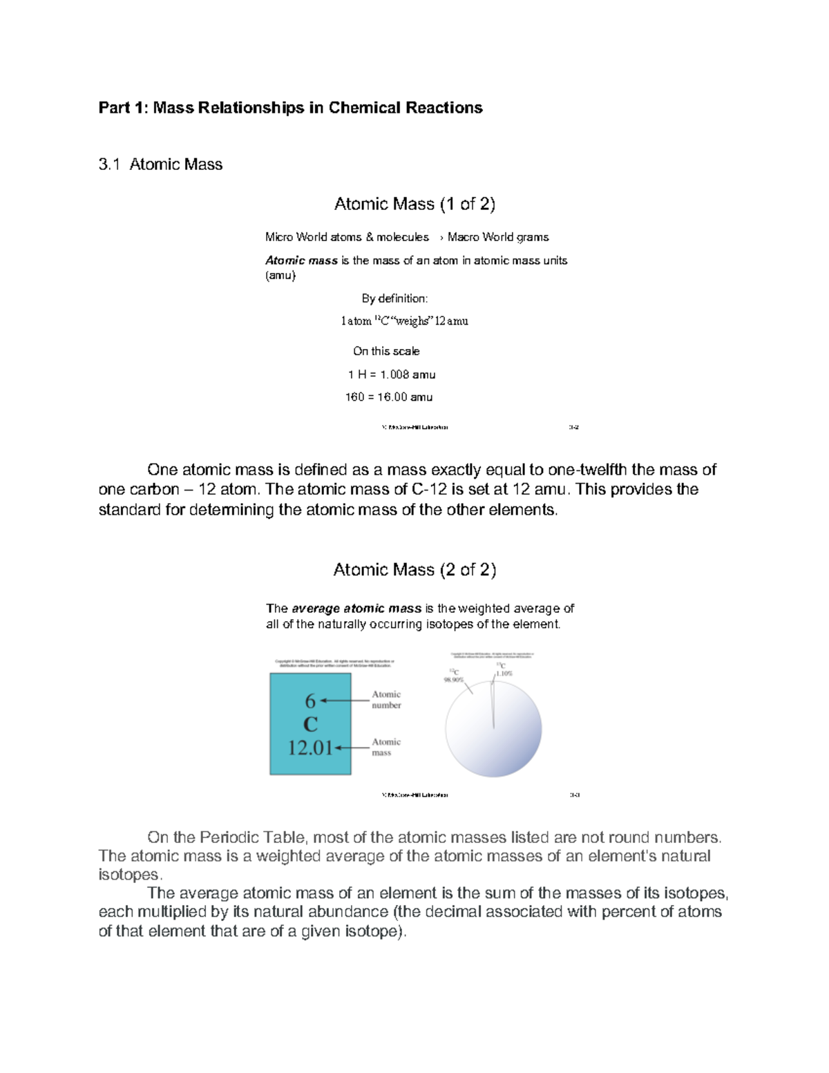 Mass Relationships in Chemical Reactions-combined - Part 1: Mass ...