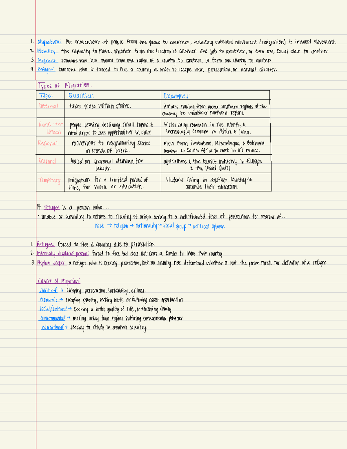 War - Migration - 1. Migration:the movementofpeople from one place to ...