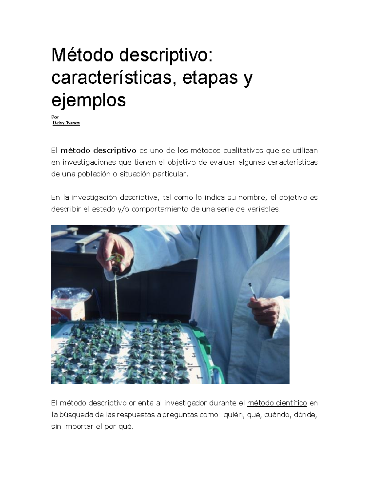 Método descriptivo - Método descriptivo: características, etapas y ...