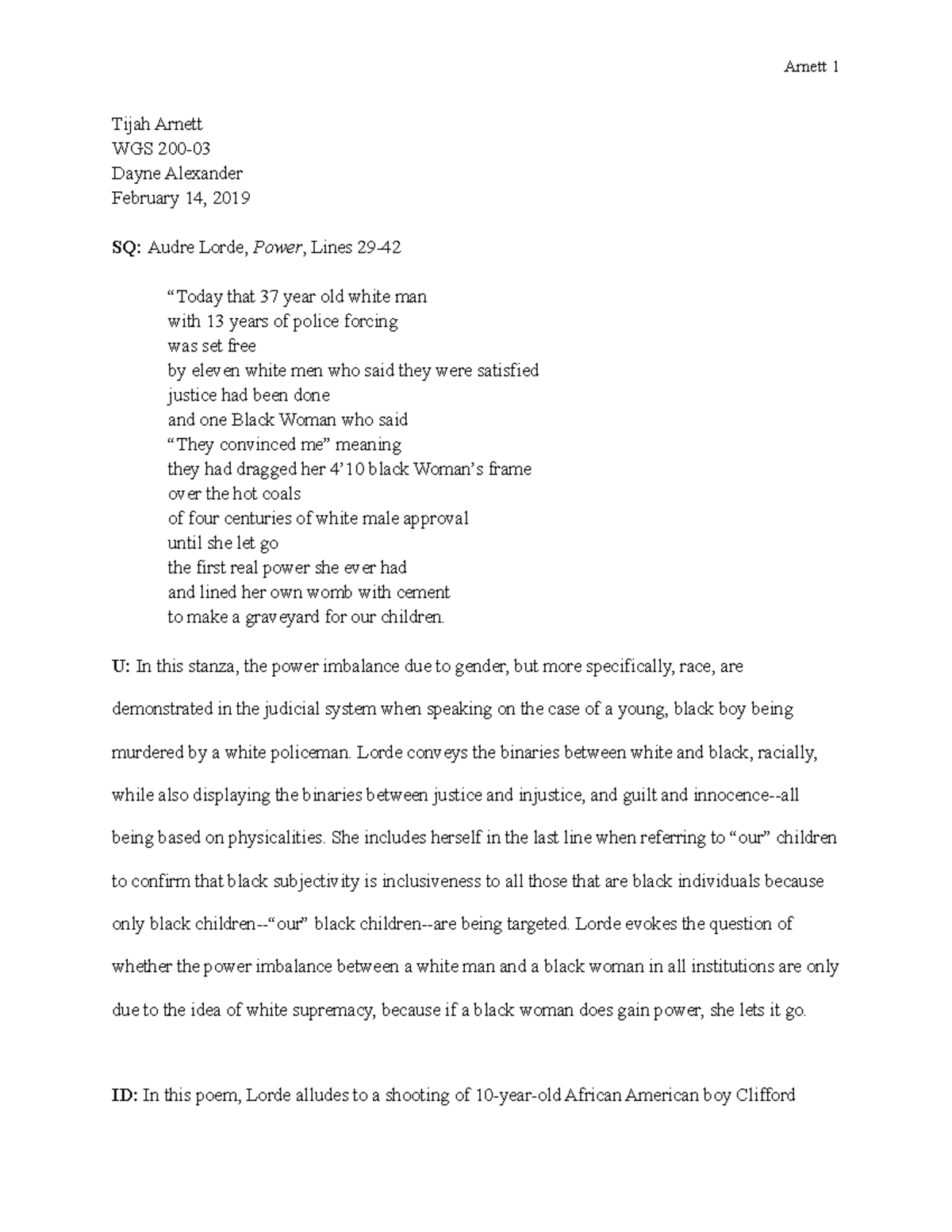 SQu IDS #1 - Example of SQUID for WGS 200 - Arnett 1 Tijah Arnett WGS ...