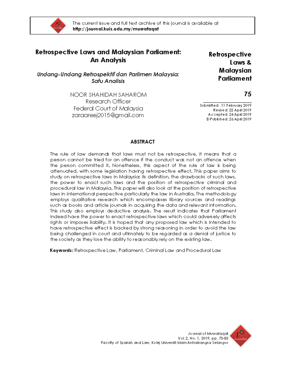 View Of Retrospective LAWS - journal.kuis.edu/muwafaqat Journal of ...