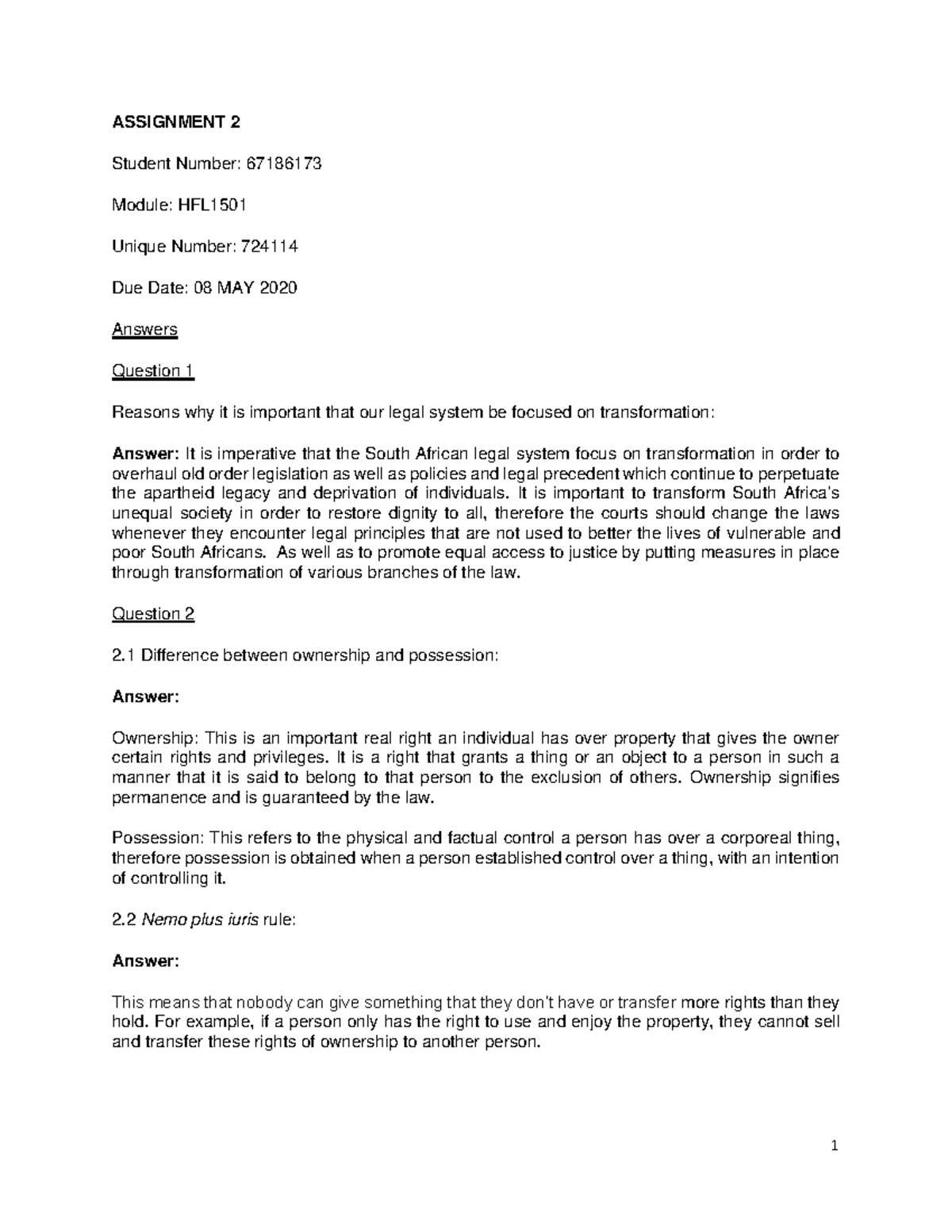 Assignment 2 HFL 1501 final - HFL1501 - Unisa - Studocu