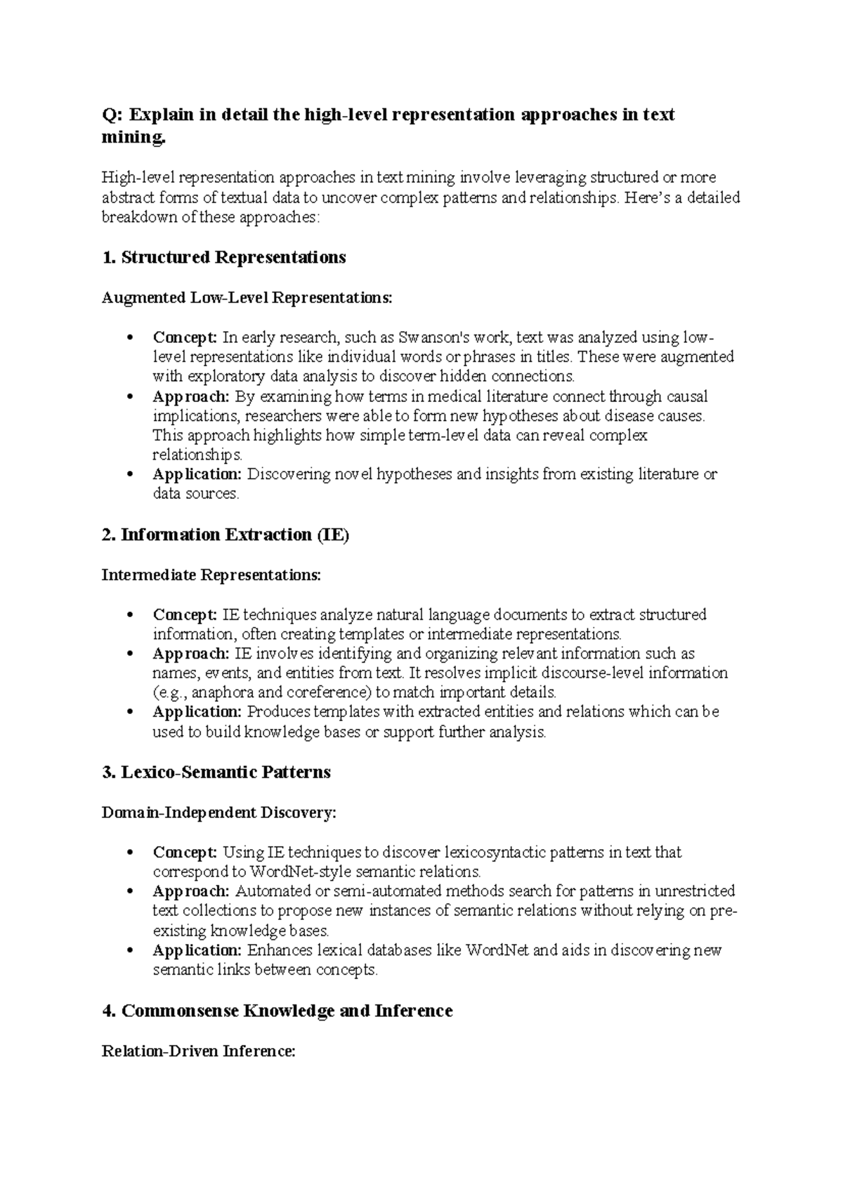 Module-4 - nlp - Q: Explain in detail the high-level representation approaches in text mining ...